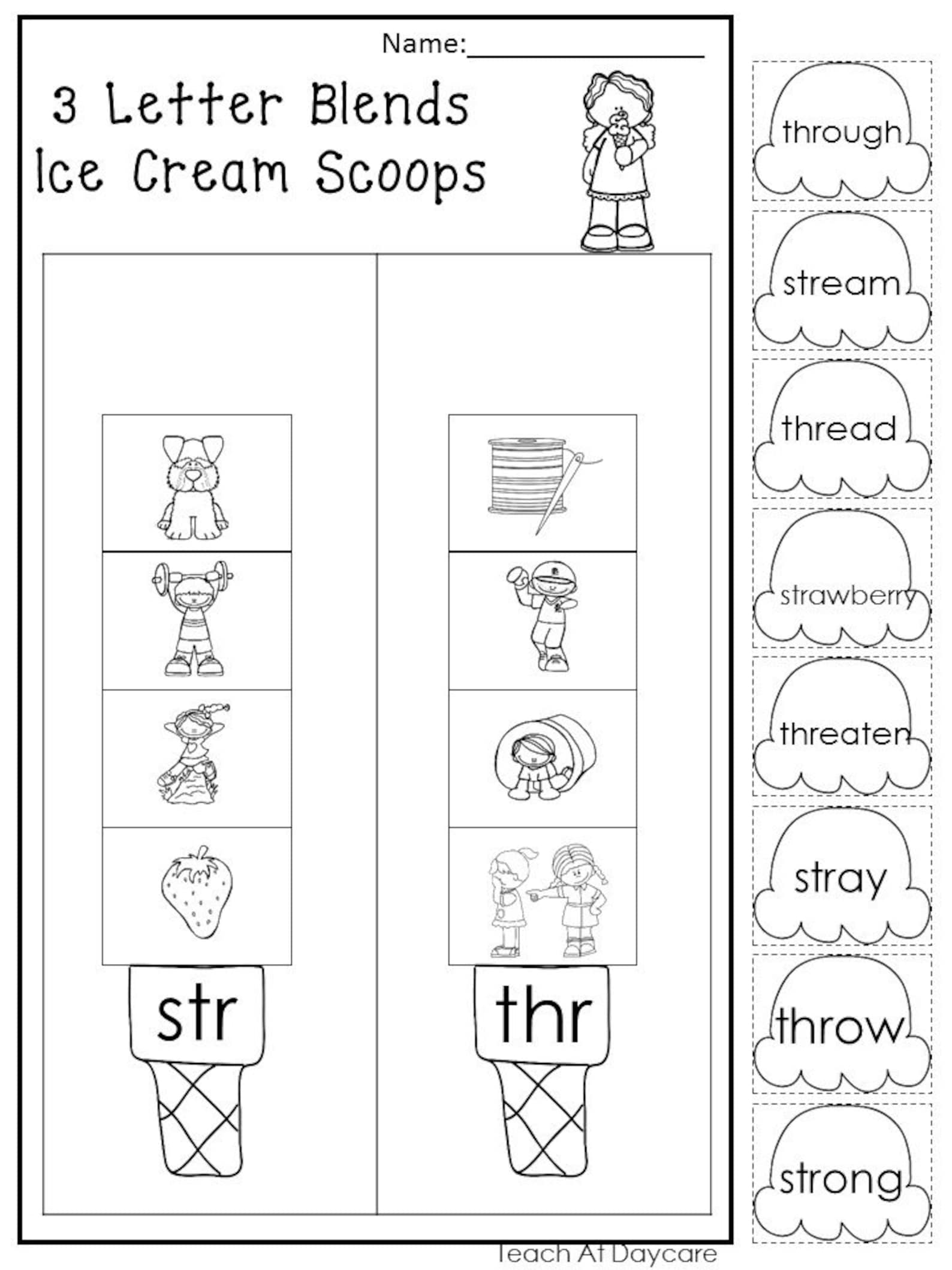 10 Printable 3 Letter Blends and Trigraphs Ice Cream - Etsy