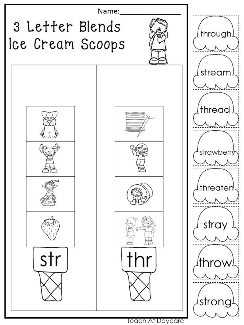 10 Printable 3 Letter Blends and Trigraphs Ice Cream - Etsy