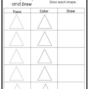 14 Printable 2-D Shapes Trace, Color, and Draw Worksheets. Child Math ...