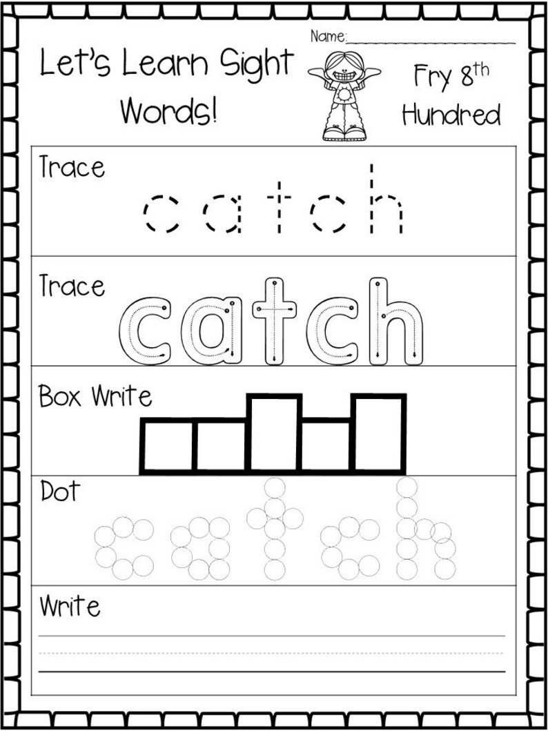 100 Printable Let's Learn Fry 8th Hundred Sight Words Worksheets. 4th ...
