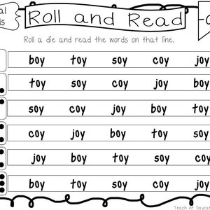 10 Printable Roll and Read Special Vowel and Double Vowel Worksheets ...