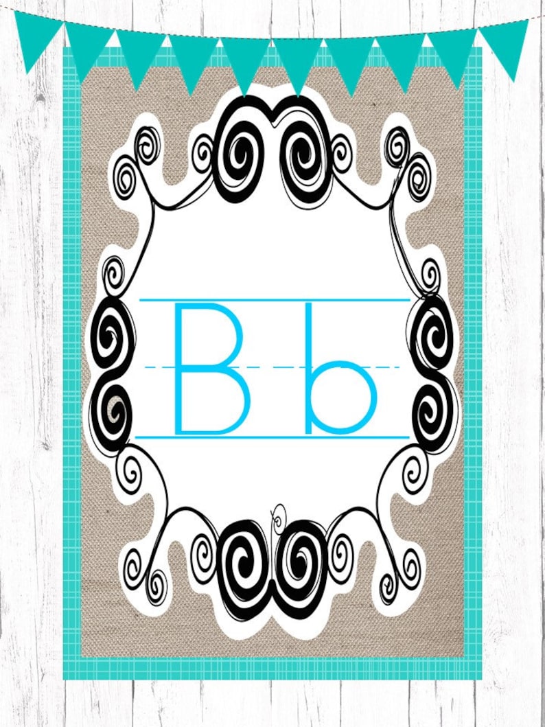 26 Printable Farmhouse and Teal Alphabet Posters. 8x10 - Etsy