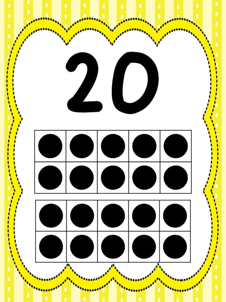 Pósteres de diez cuadros de los números 11 al 20, gráficos para el aula ...