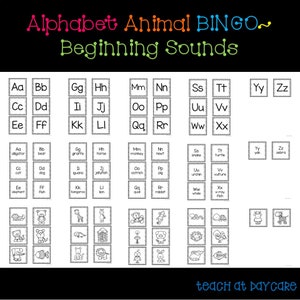 Animal Alphabet Bingo Phonics Game and Worksheets. Color & Black and ...