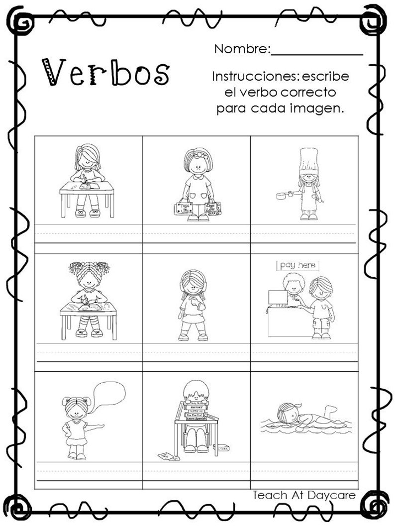 6 Printable Spanish Verbs Worksheets. - Etsy