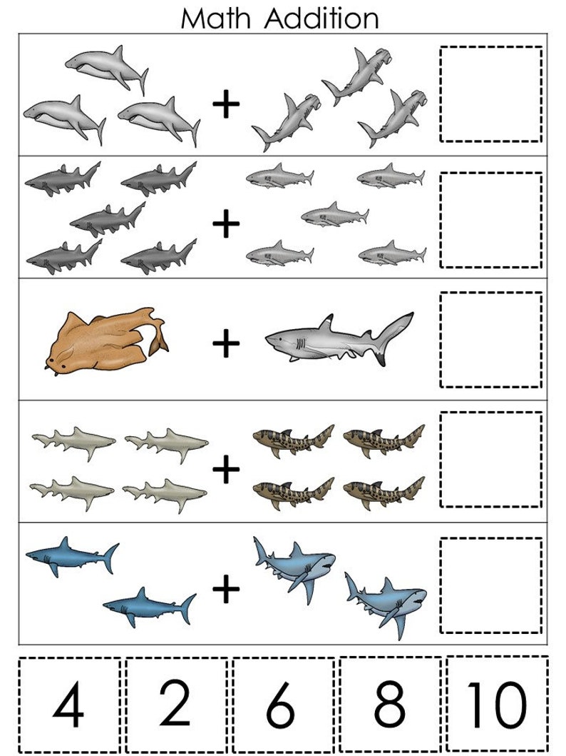 30 Sharks Printable Preschool Educational Games Download. | Etsy