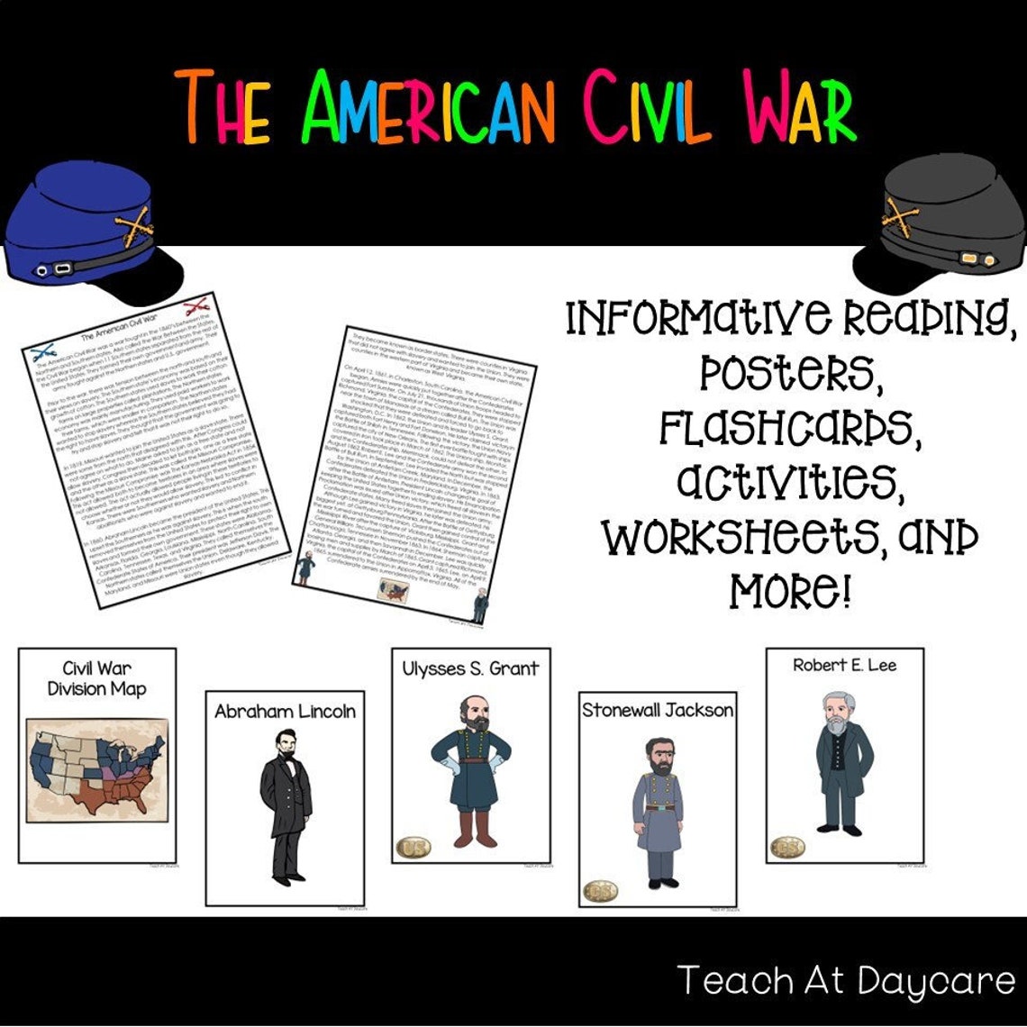The American Civil War Educational Study Unit and Lesson. Worksheets ...