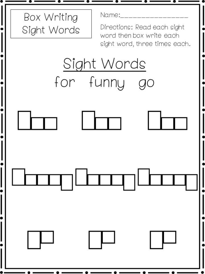 40 Printable Dolch Pre-primer Box Writing Worksheets. Preschool-prek ...