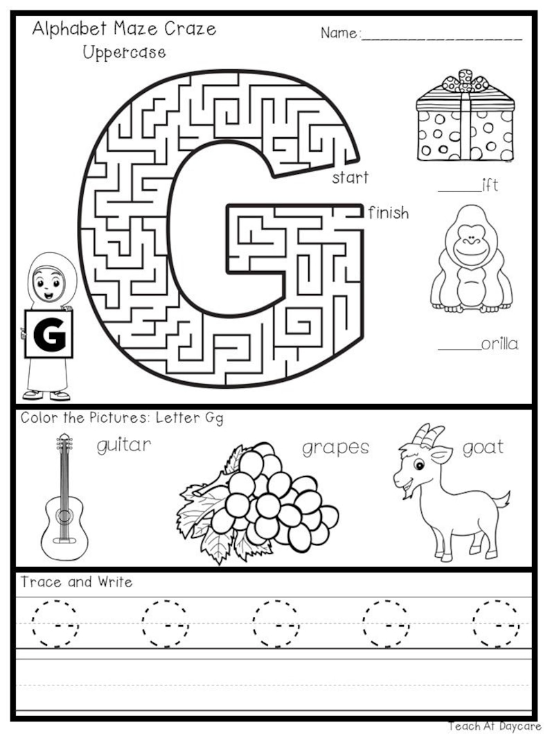 Uppercase Alphabet Maze Craze Worksheets. Preschool-kindergarten ...