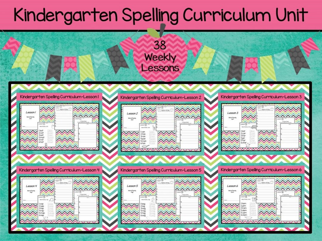 Kindergarten Spelling Curriculum Unit. 38 Weekly Lessons. Prints 760 ...