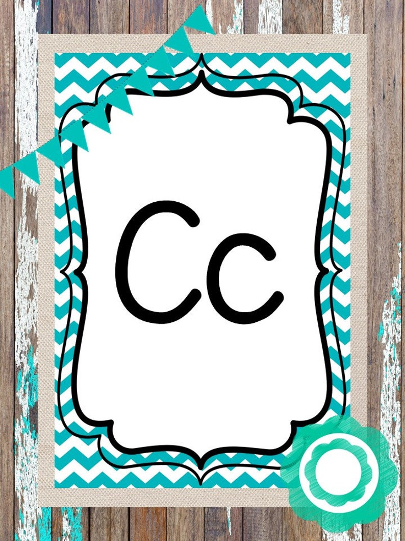 26 Printable Rustic and Teal Alphabet Posters. 8x10 Classroom | Etsy