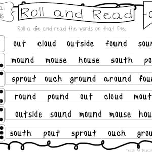 10 Printable Roll and Read Special Vowel and Double Vowel Worksheets ...