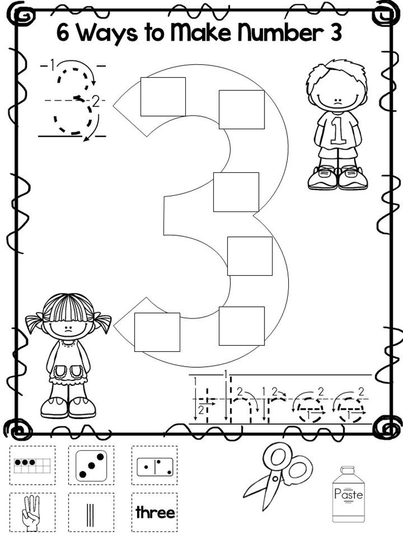 10 Printable 6 Ways to Make Numbers Worksheets. Numbers 1-10. - Etsy