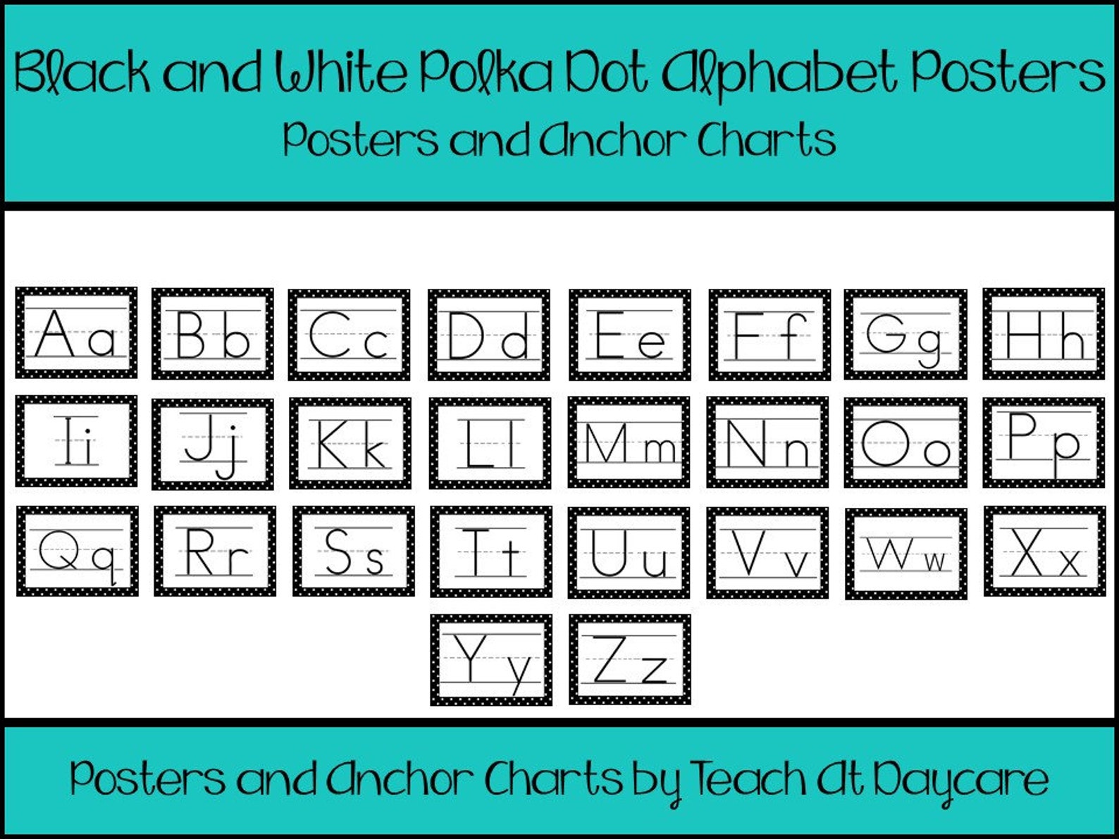 26 Printable Black and White Polka Dot Alphabet Posters. 8x10 | Etsy