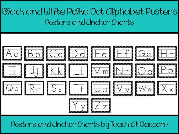 26 Printable Black and White Polka Dot Alphabet Posters. 8x10 - Etsy ...