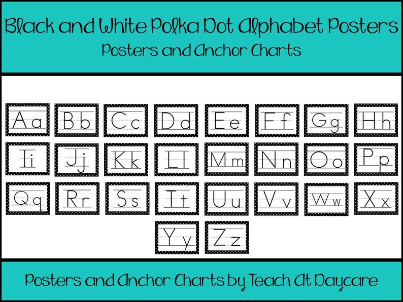 26 Printable Black and White Polka Dot Alphabet Posters. 8x10 | Etsy