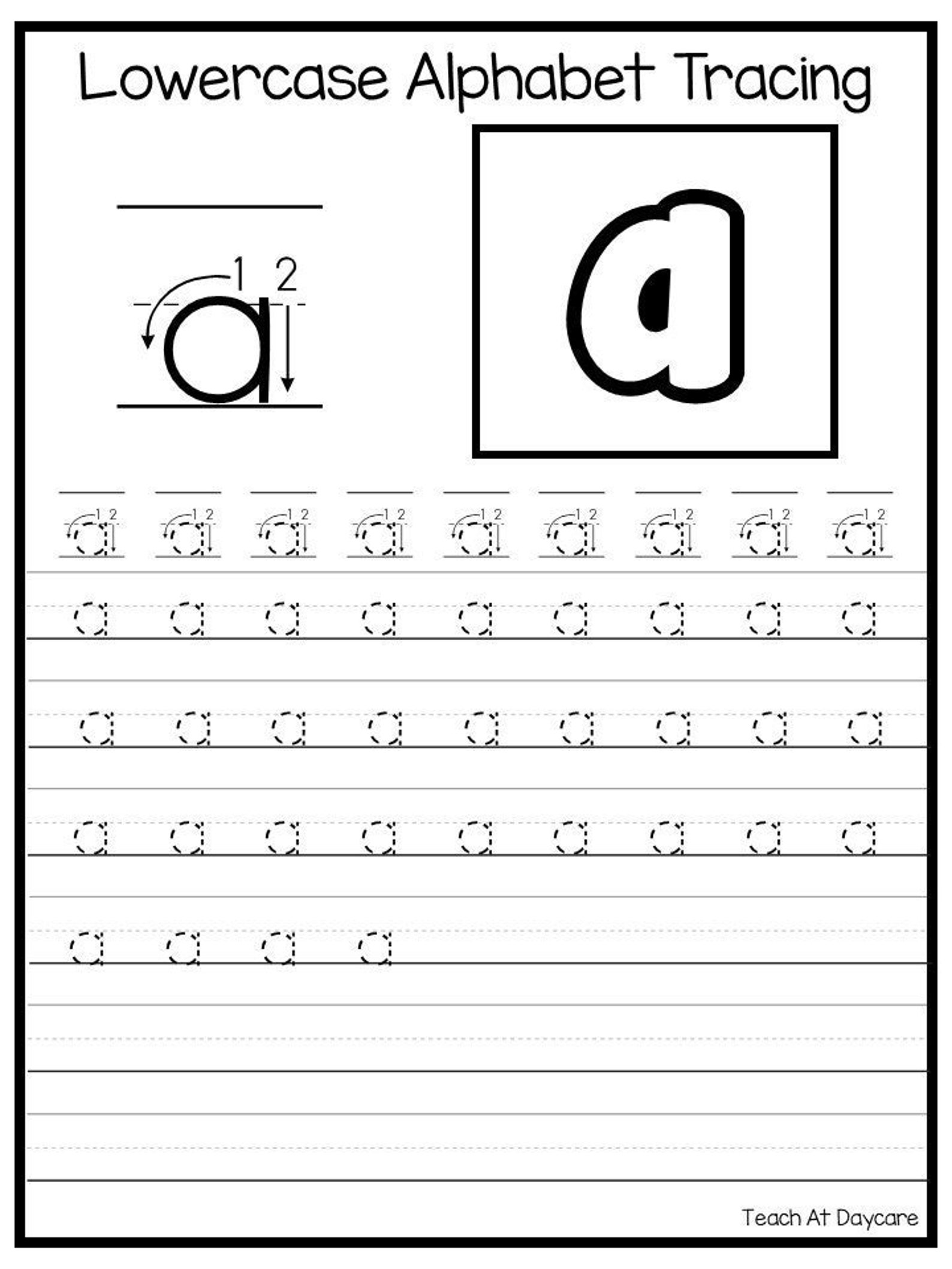 26 Printable Lowercase Alphabet Tracing Worksheets. Preschool ...