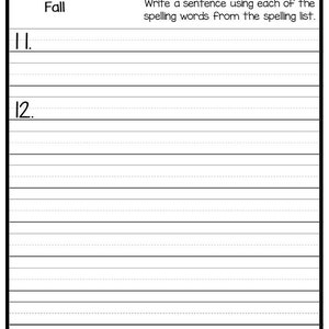 Second Grade Fall Themed Words Spelling Activity. Supplemental ...