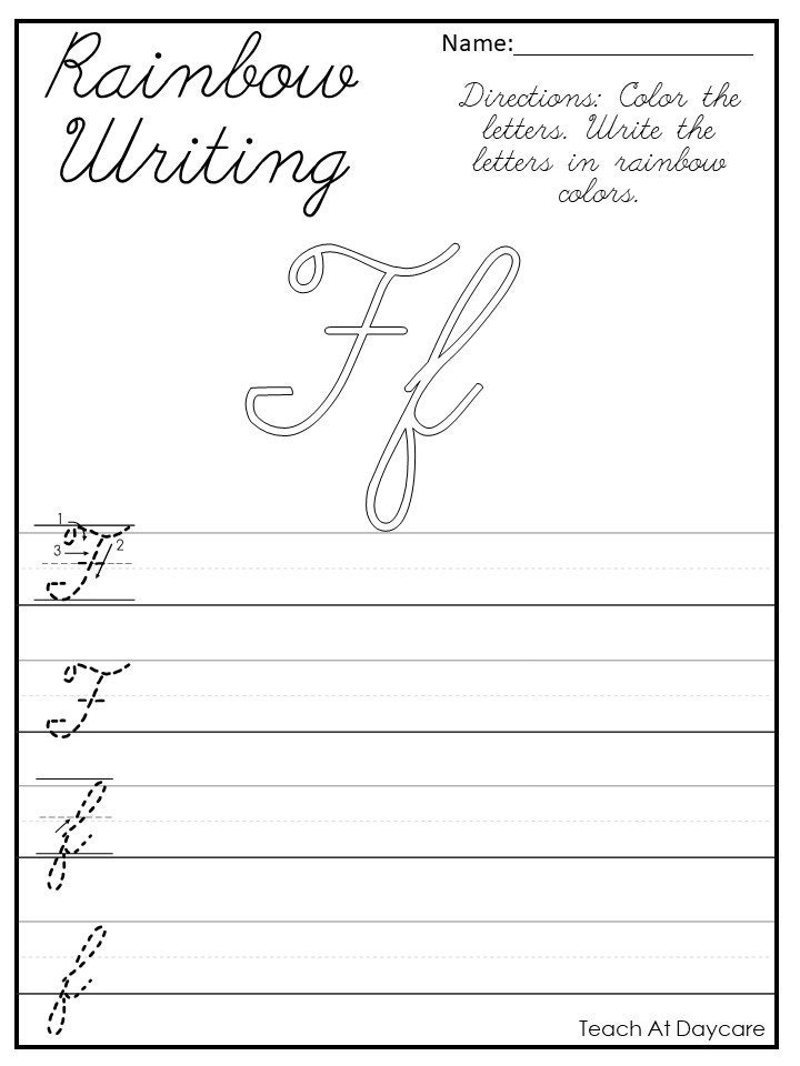 26 Printable Cursive Alphabet Rainbow Trace and Write the Letters ...