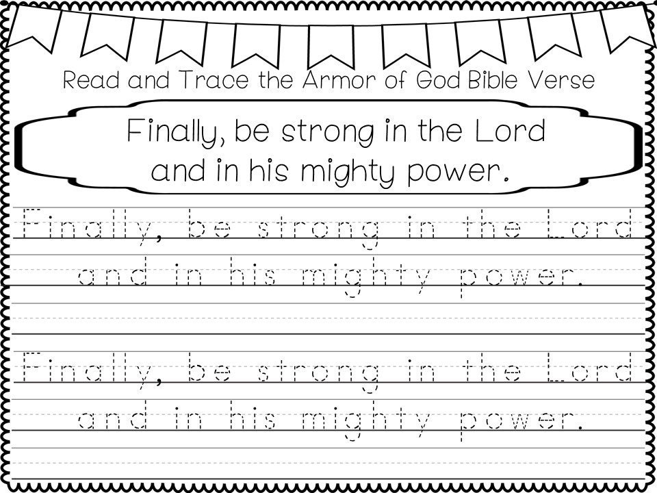 Armor of God Bible Verse Tracing Worksheets, Penmanship (PDF) - Etsy