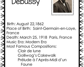 Music Appreciation. Claude Debussy Great Composer Unit Toys & Games ...