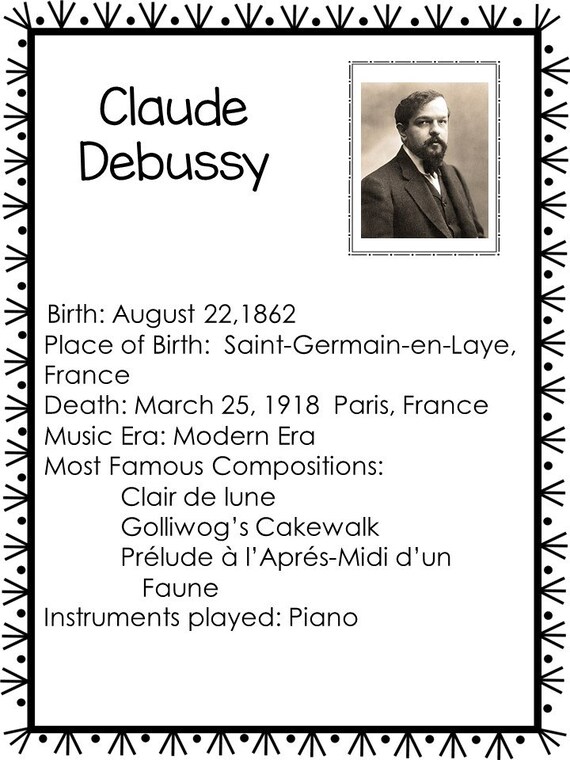 Music Appreciation. Claude Debussy Great Composer Unit Toys & Games ...