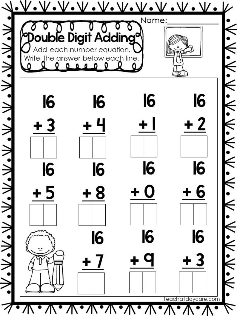 15 Printable Double Digit Addition Worksheets Numbers 11 20 Etsy