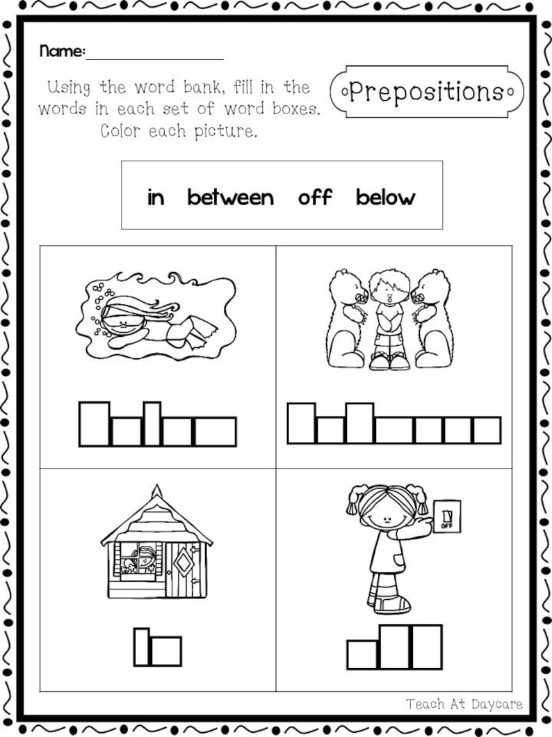 9 Printable Prepositions Box Writing and Tracing Worksheets. 1st-3rd ...