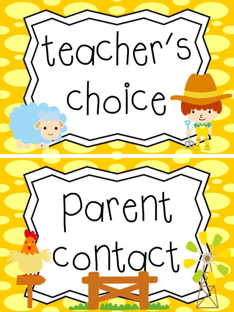 8 Printable Farm Theme Preschool Behavior Clip Chart Cards. - Etsy
