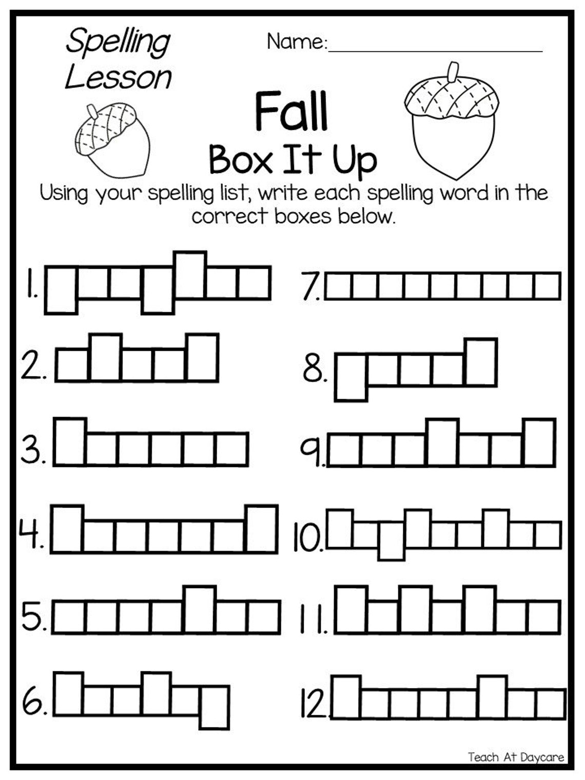 Second Grade Fall Themed Words Spelling Activity. Supplemental - Etsy