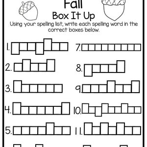 Second Grade Fall Themed Words Spelling Activity. Supplemental ...