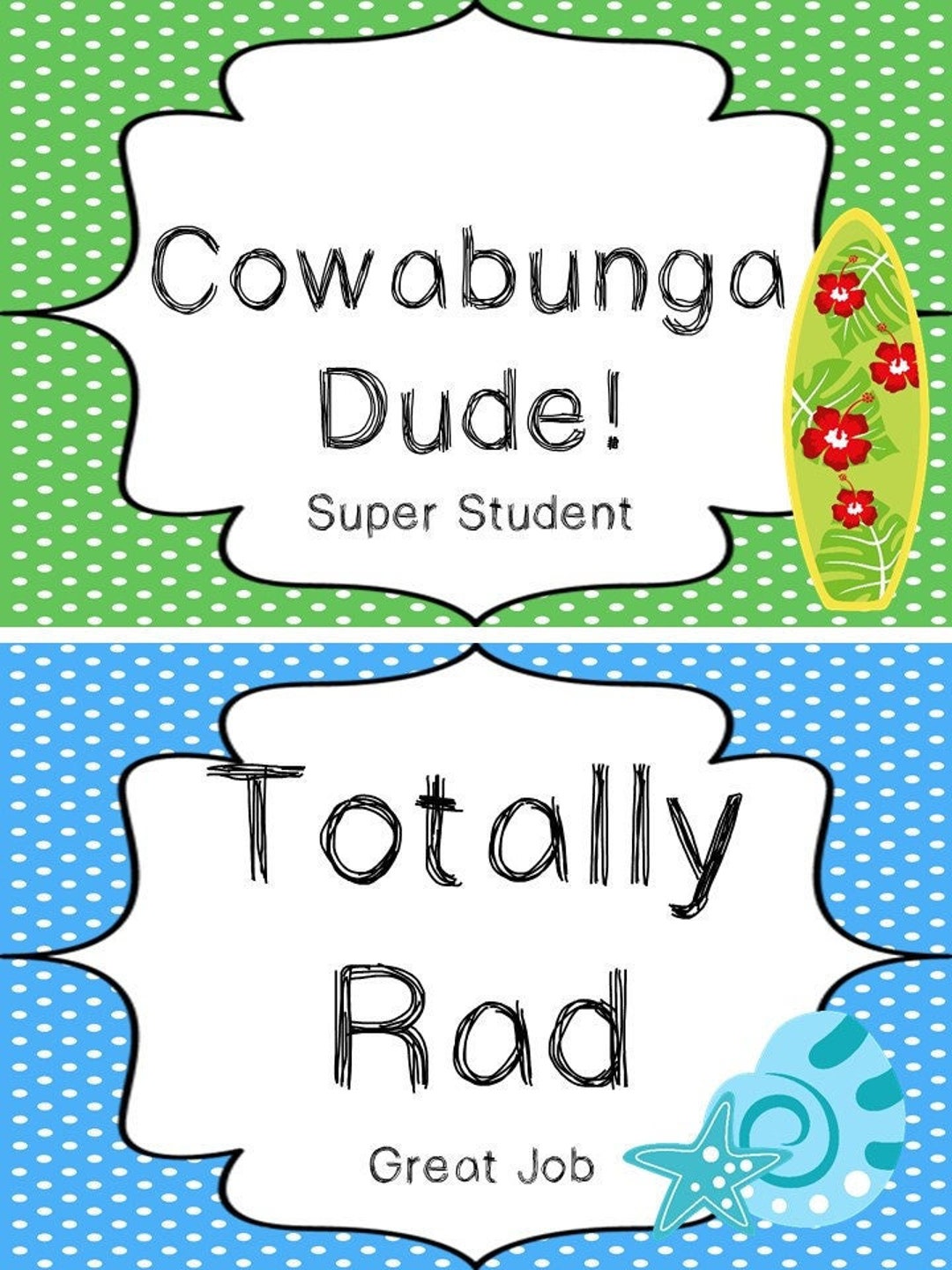 8 Printable Beach Surfer Behavior Clip Chart Cards. Classroom Behavior ...