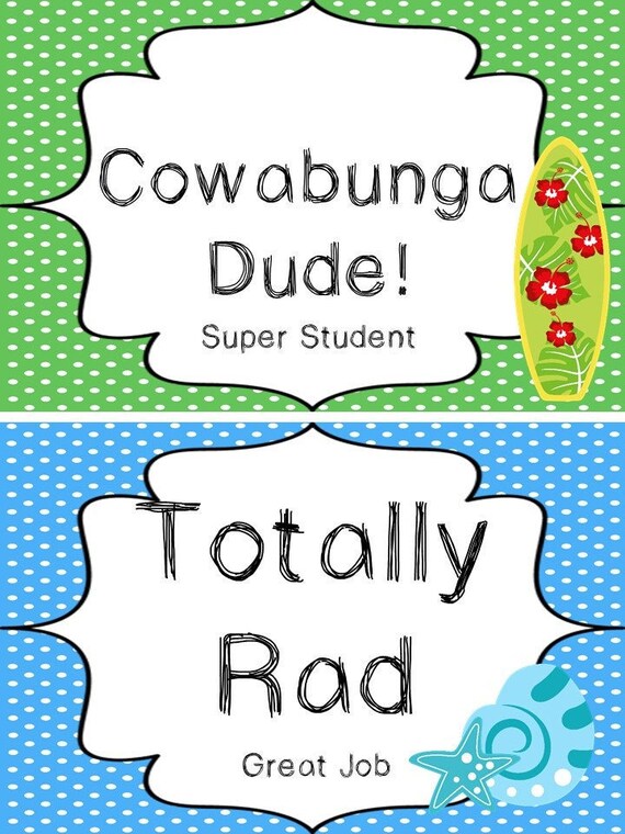 8 Printable Beach Surfer Behavior Clip Chart Cards. Classroom - Etsy