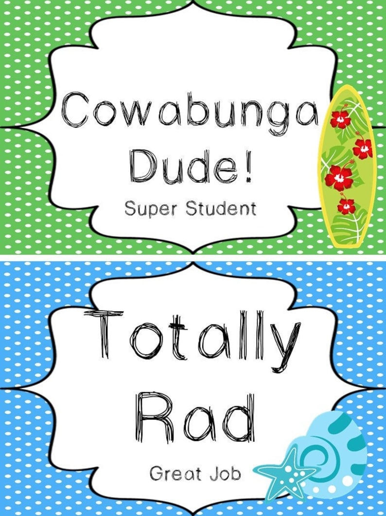 8 Printable Beach Surfer Behavior Clip Chart Cards. Classroom Behavior ...