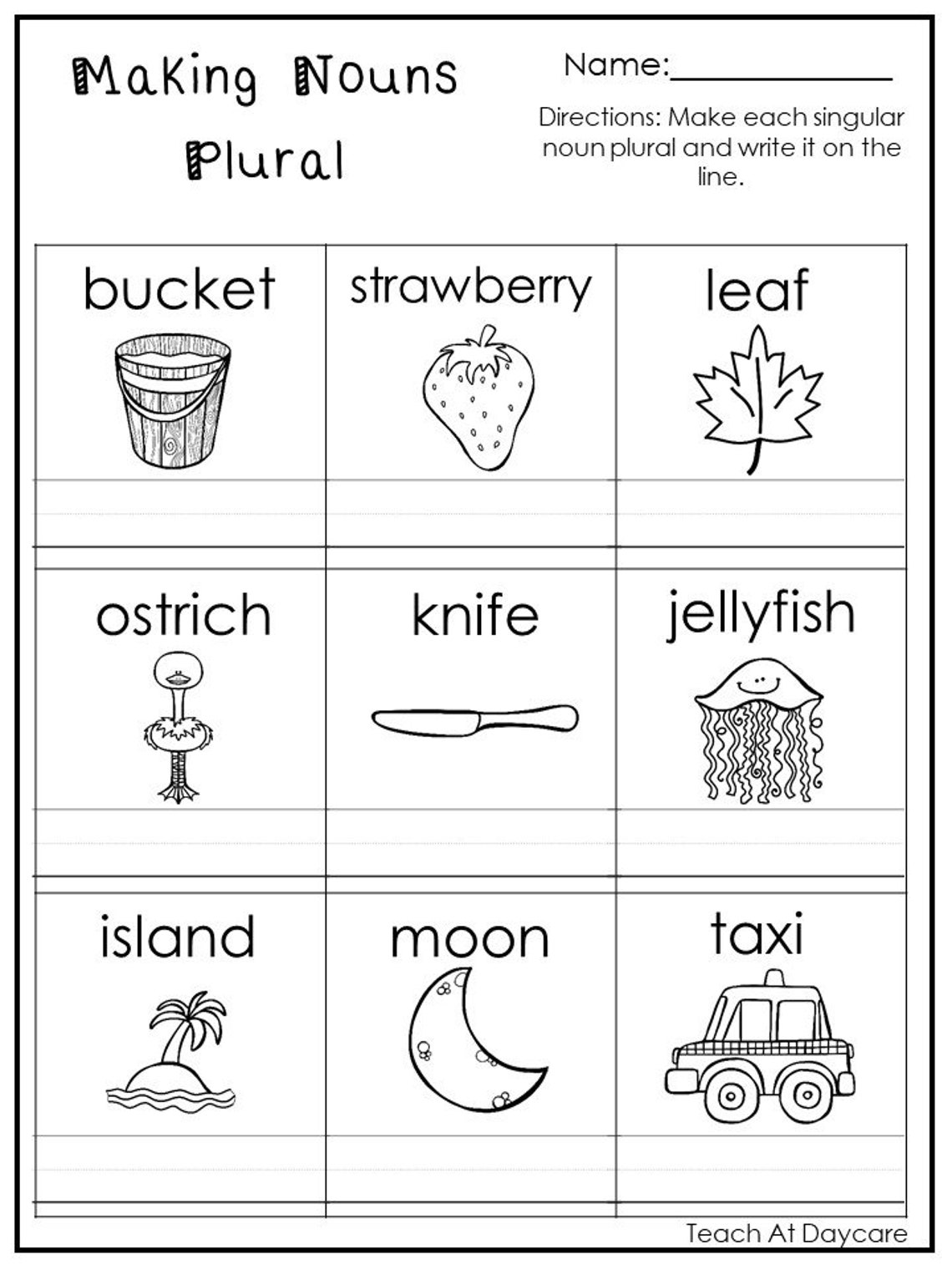 10 Printable Making Nouns Plural Worksheets. 1st-3rd Grade ELA - Etsy