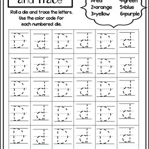 26 Printable Alphabet Roll and Trace Worksheets. Preschool-kdg Phonics ...