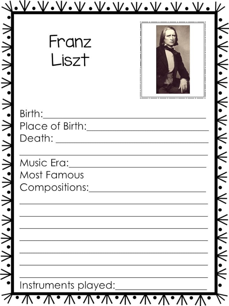 Franz Liszt Great Composer Unit. Music Appreciation. - Etsy
