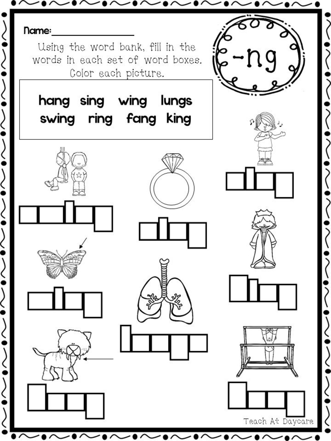 Buy 10 Printable Digraphs Box Writing Worksheets. Kindergarten-2nd ...