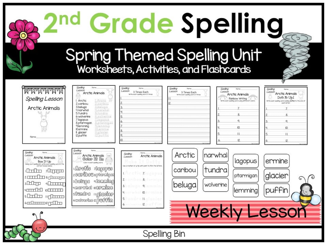 Second Grade Spring Themed Words Spelling Activity. Supplemental ...