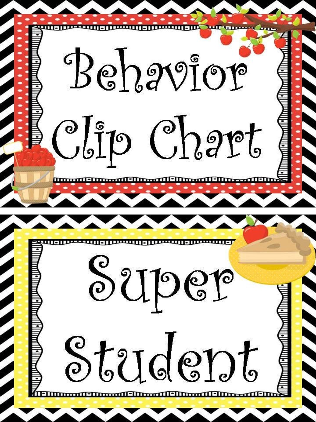 8 Printable Apple Theme Behavior Clip Chart Cards. Classroom Behavior ...