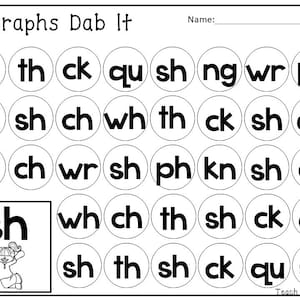 10 Printable Digraphs Dab It Worksheets. Kindergarten-2nd Grade ELA ...
