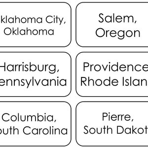 50 States and Capitals Printable Flashcards. US Geography and History ...