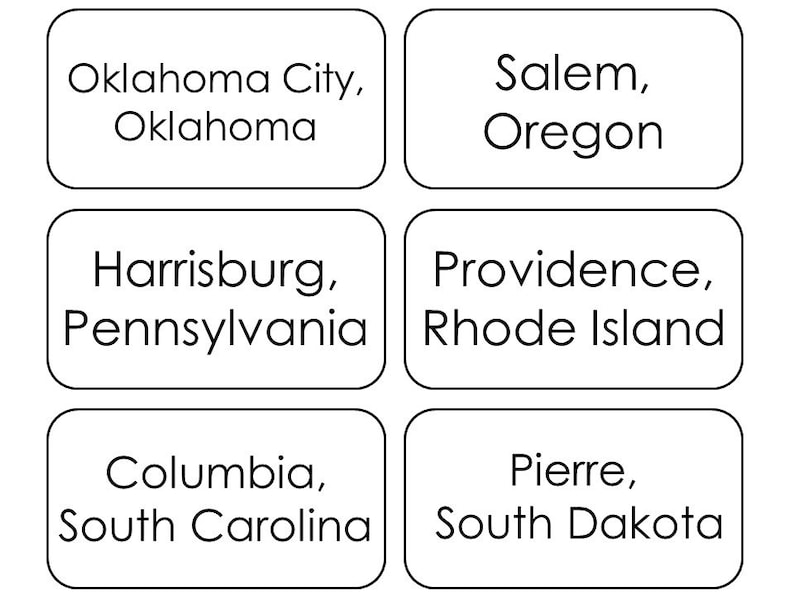 50 States and Capitals Printable Flashcards. US Geography and - Etsy