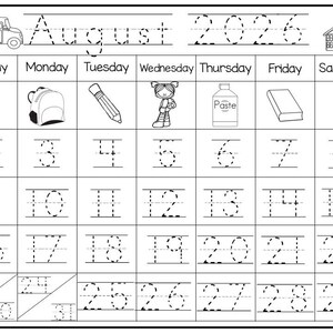 30 Tracing and Blank Themed 2026 Calendars. Preschool Handwriting and ...