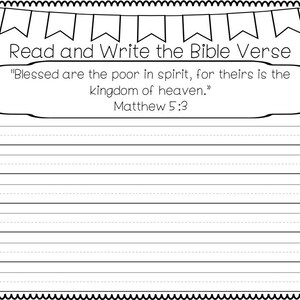 Beatitudes for Kids Handwriting and Color Worksheets. Preschool-5th ...