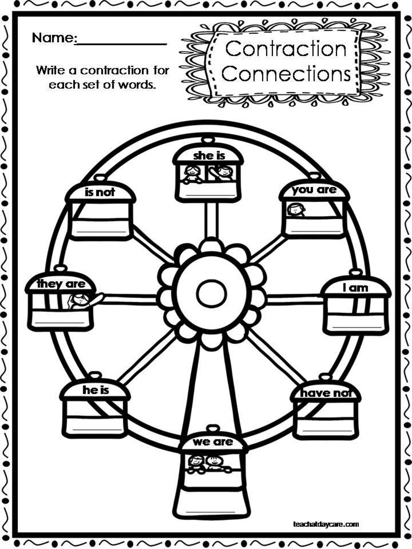 10 Printable Contractions Worksheets. 1st-2nd Grade ELA | Etsy