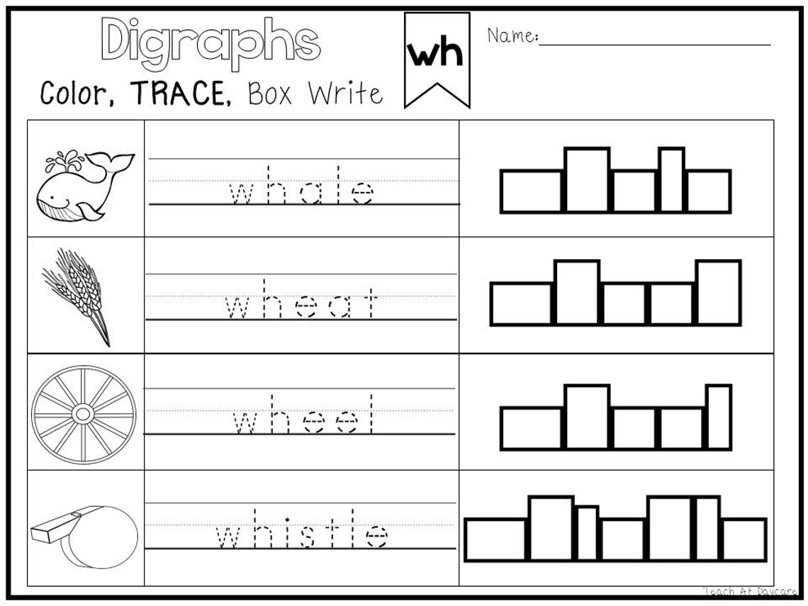 20 Printable Digraphs Color Trace Write and Box Write - Etsy
