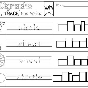 20 Printable Digraphs Color, Trace, Write, and Box Write Worksheets ...