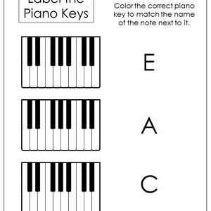 10 Color the Keys Worksheets. Beginning Music. Preschool-2nd Grade ...