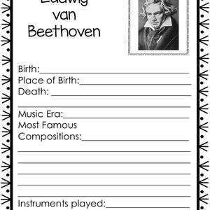 Ludwig Van Beethoven Great Composer Unit. Music Appreciation. - Etsy